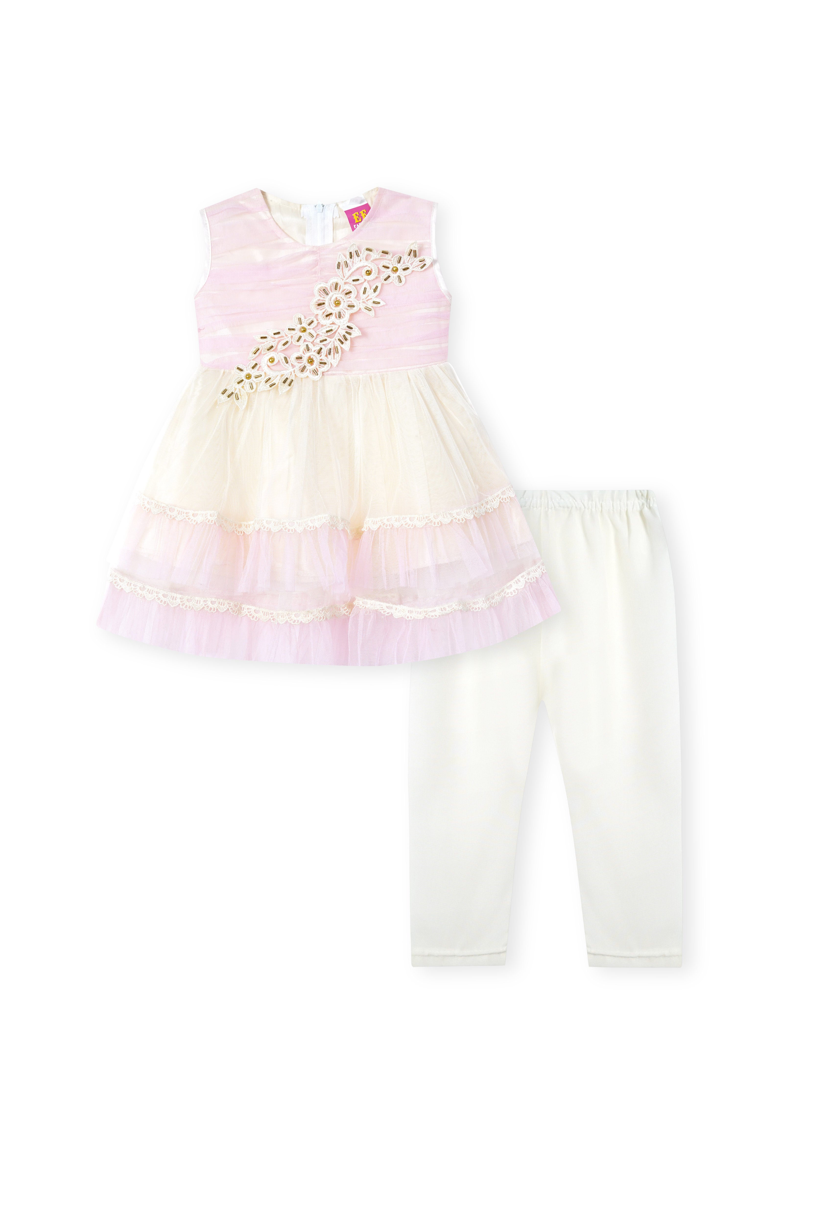 GIRLS Pink and White FANCY FRILL FROCK WITH TIGHTS – Rovers